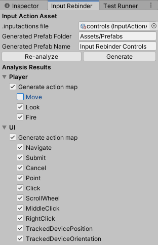 How to ignore some actions and action maps? | Input Rebinder 1.0.0 documentation